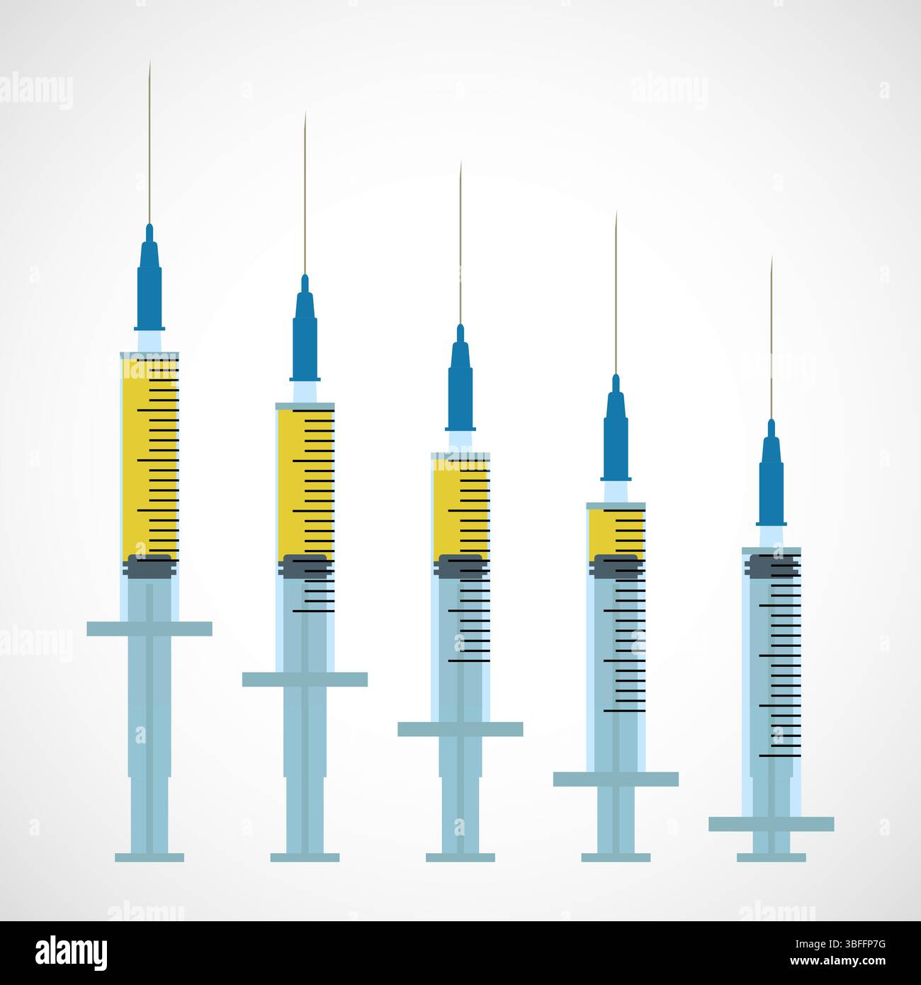 Syringe with different doses of injection. Medical instrument. Single ...