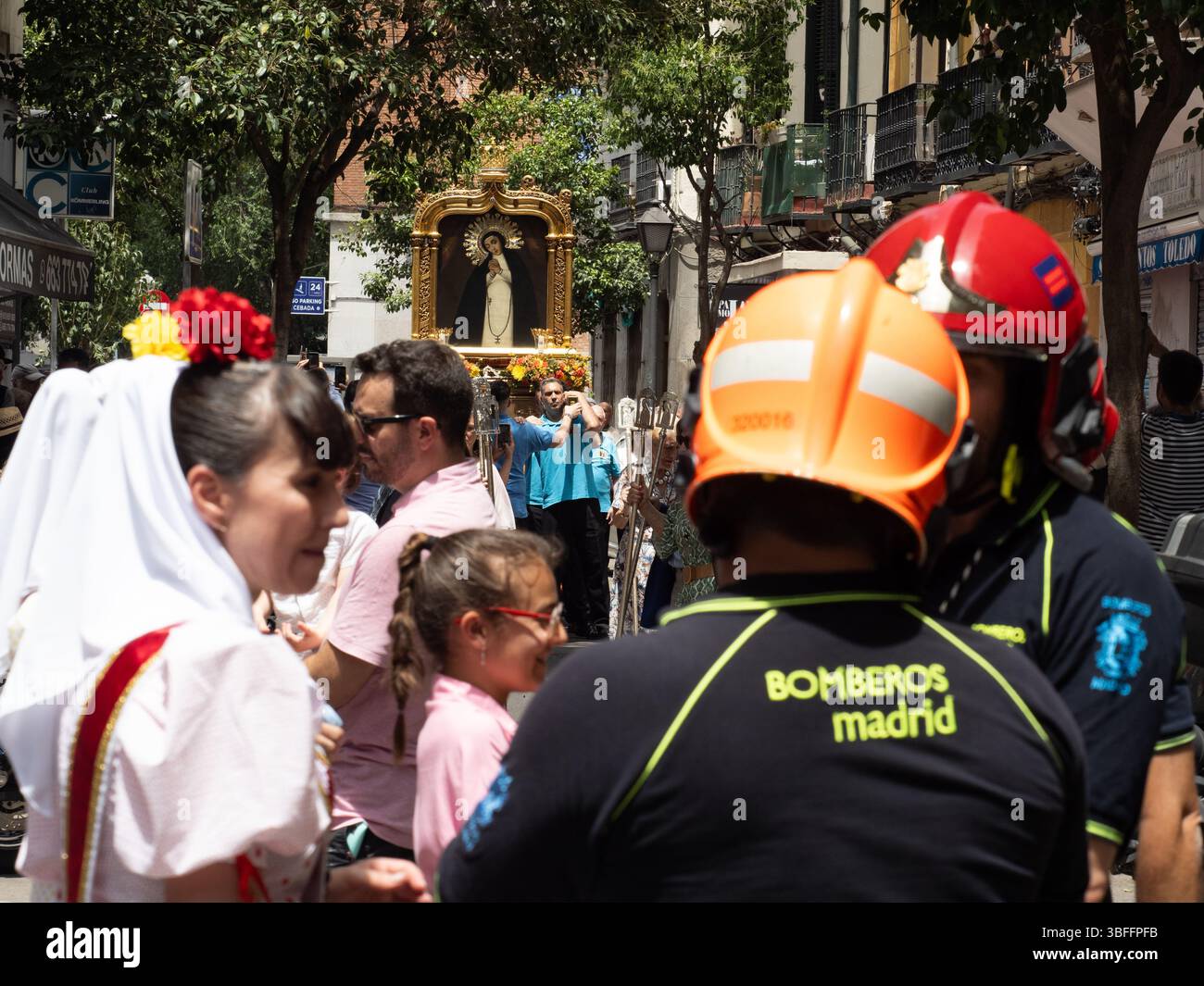 Madrid, Spain. 1st June, 2025. Firefighters and godmothers of the ...