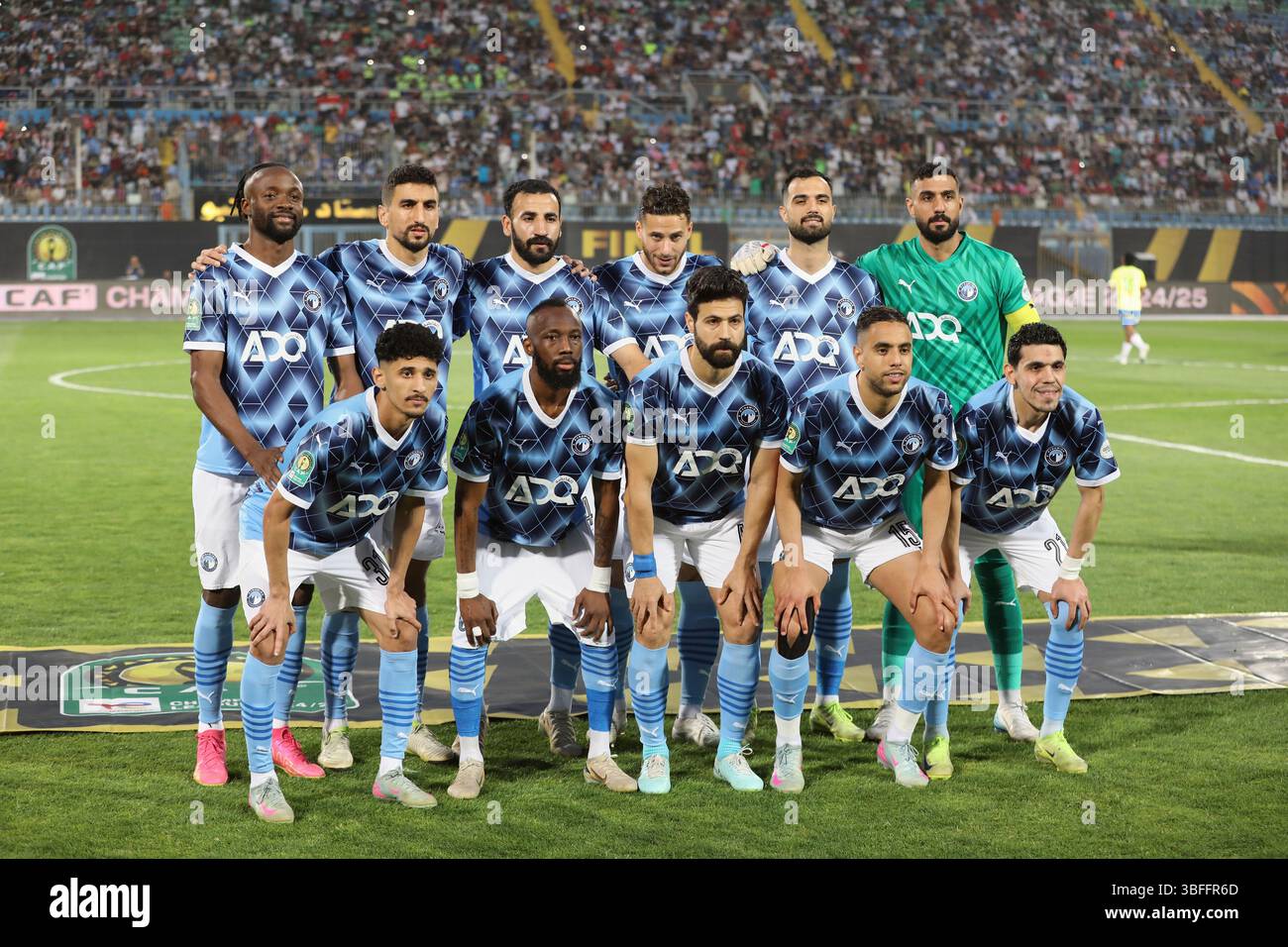 Pyramids team players pose prior to the start of the CAF Champions ...