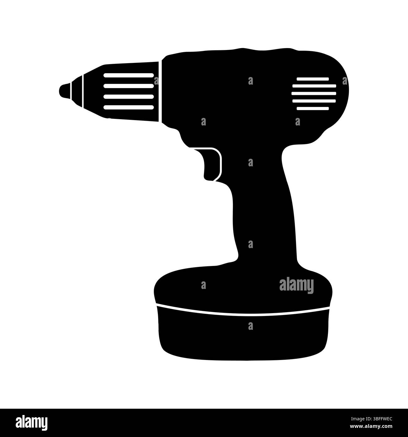 Cordless Drill Silhouette Illustration. The drill features a compact ...