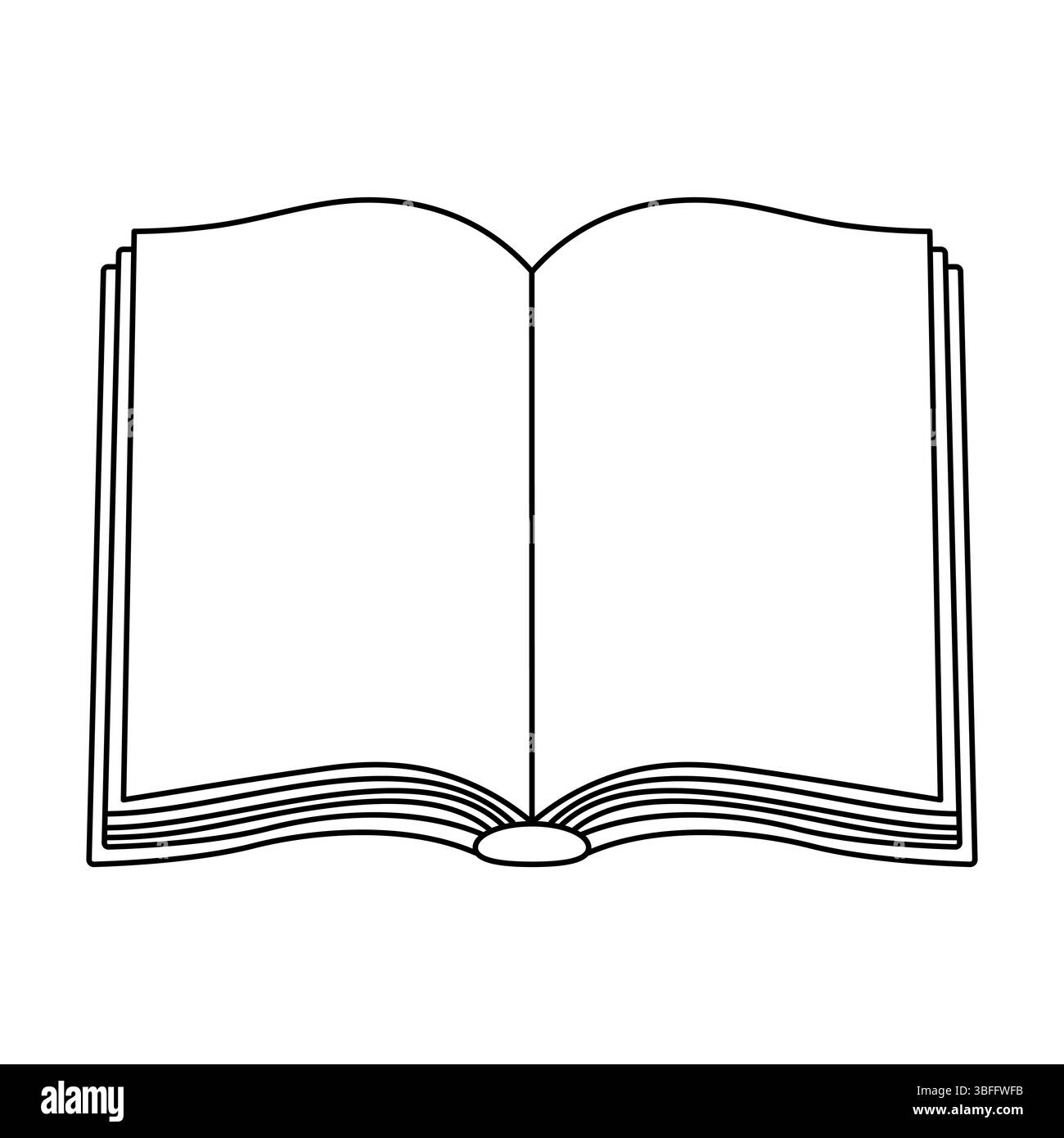 Open Book Outline Vector Illustration. The book is depicted with evenly ...