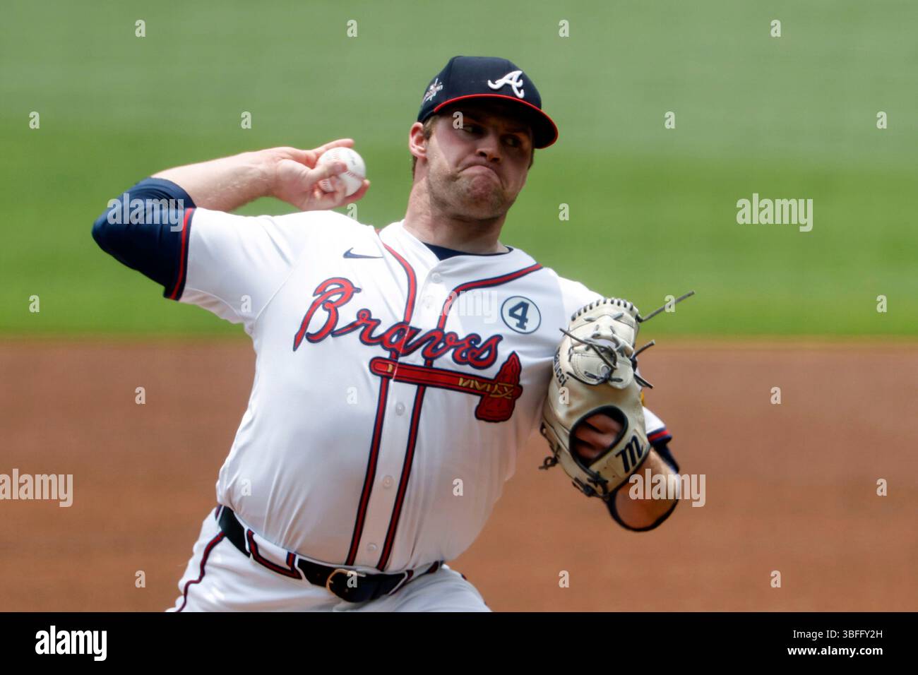 Atlanta Braves pitcher Bryce Elder throws during the first inning of a ...