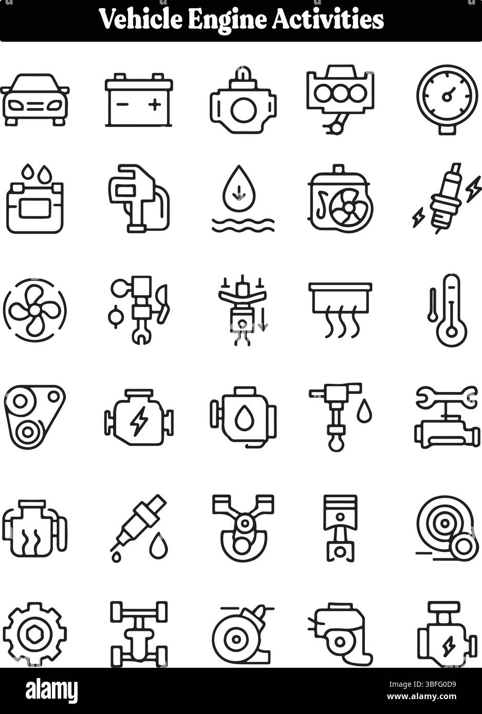 Vehicle Engine Activities Icons Stock Vector Image & Art - Alamy