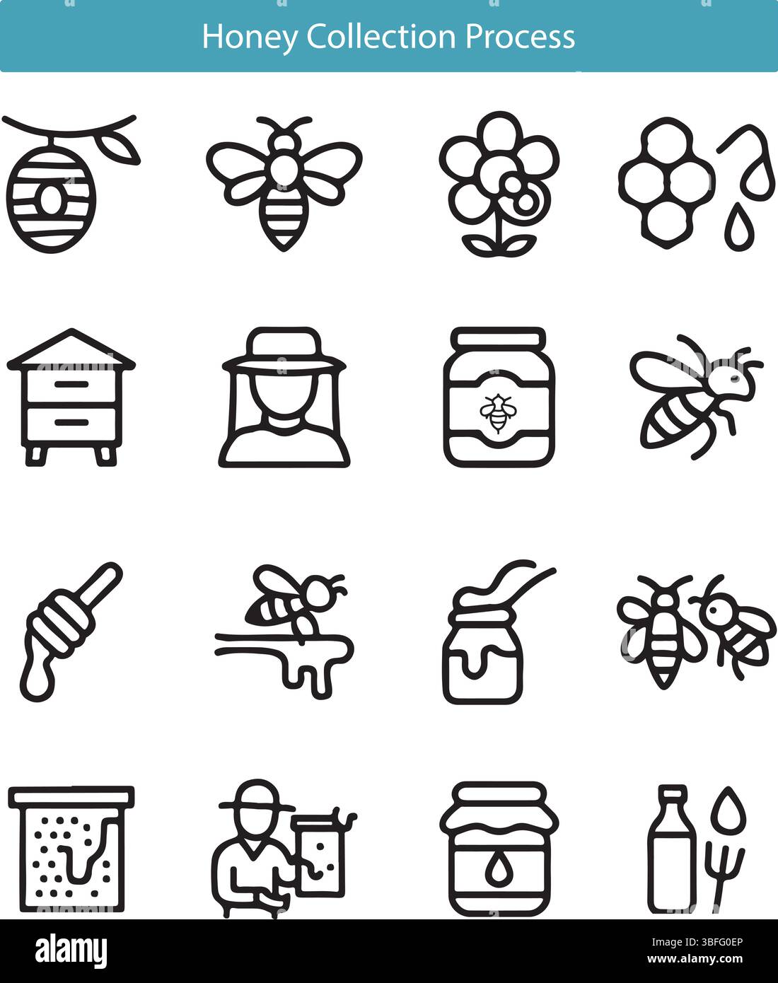 Honey Collection Process Icons Set Stock Vector Image & Art - Alamy