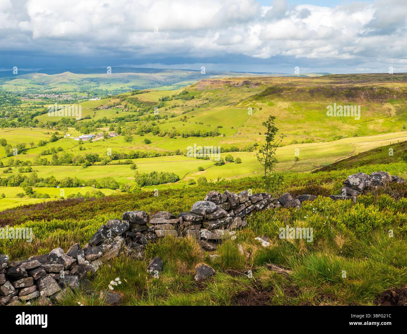 Combs Moss moorland above the village of Combs in Derbyshire Stock ...