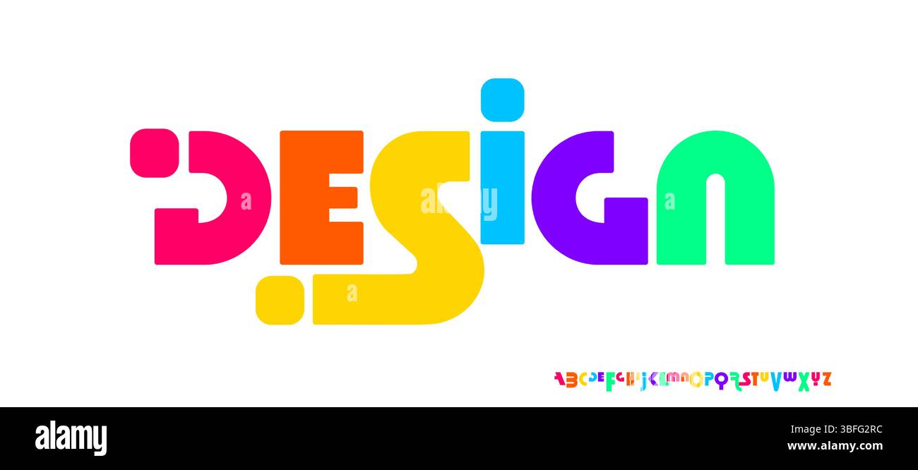 Colored creative alphabet, colorful geometric letters, playful cartoon ...