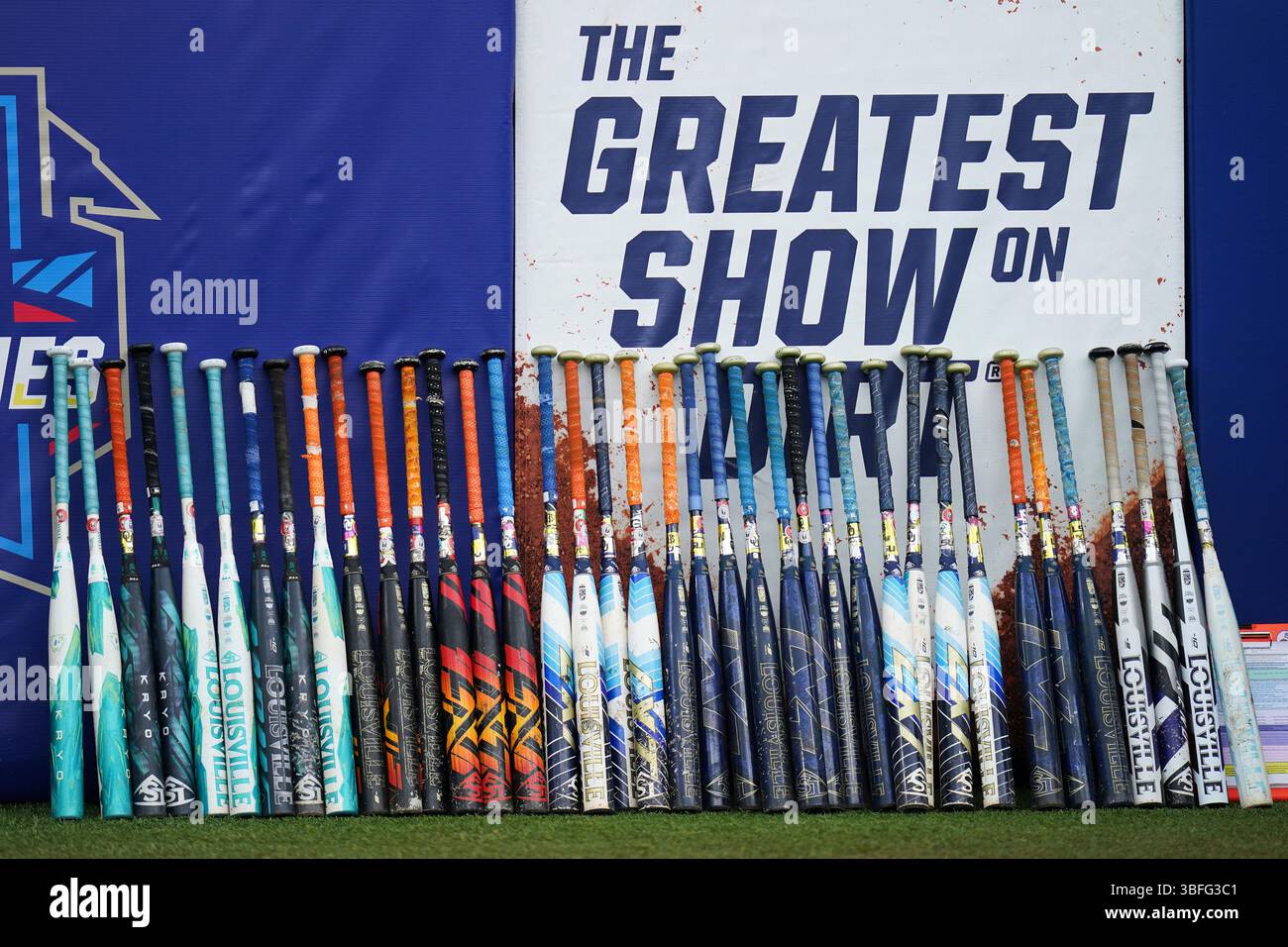Softball bats at an NCAA softball Women's College World Series game ...