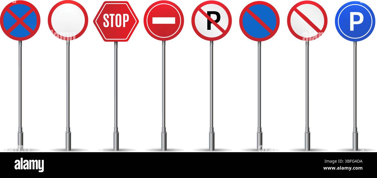 Realistic road traffic signs Stock Vector Image & Art - Alamy