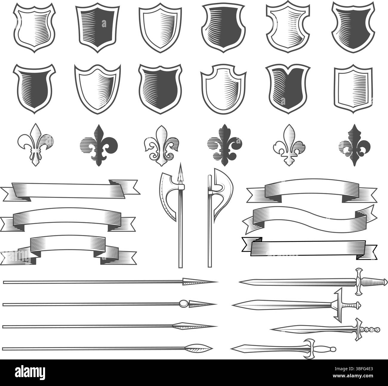 Engraving heraldic symbols Stock Vector Image & Art - Alamy