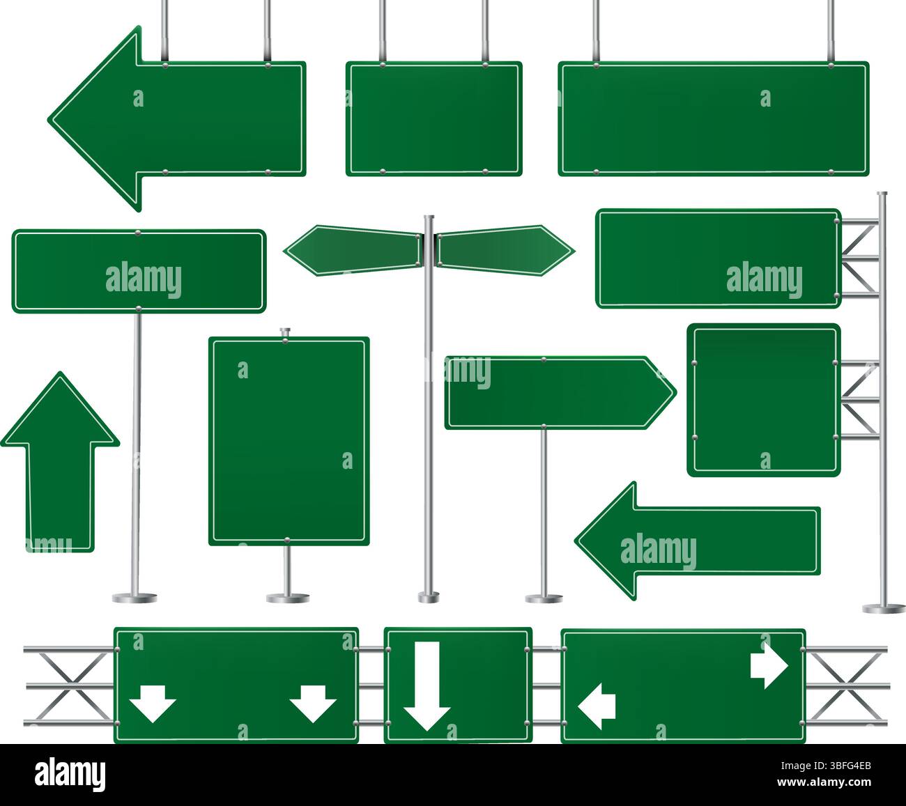 Blank green highway road signs Stock Vector Images - Alamy