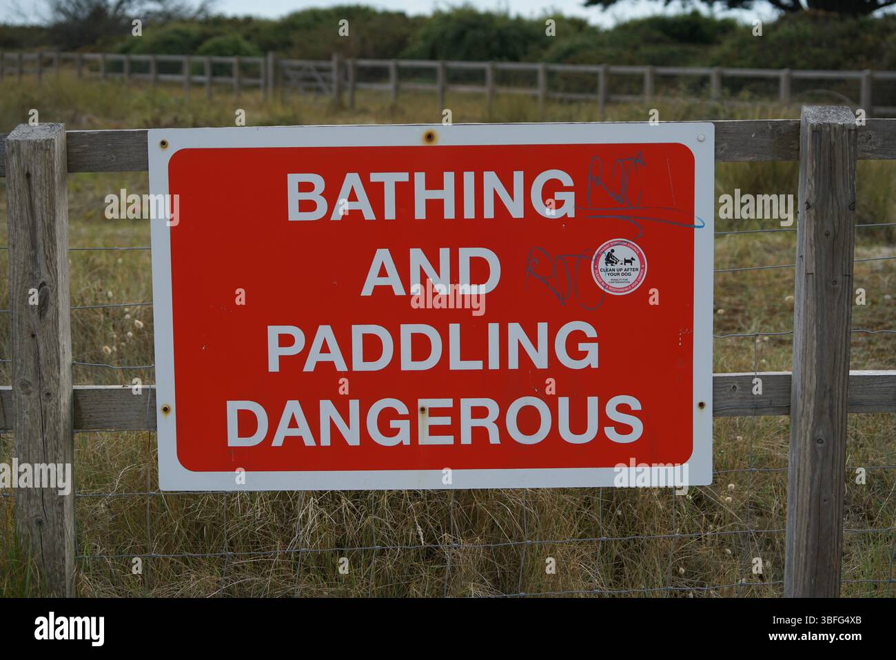 Warning Sign Indicating Dangerous Bathing and Paddling Areas in Nature ...