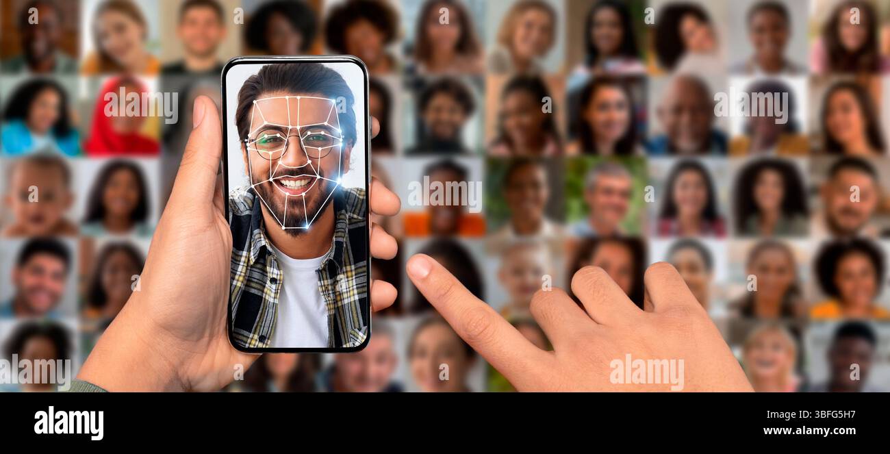 Identifying faces with technology using a smartphone in a modern ...