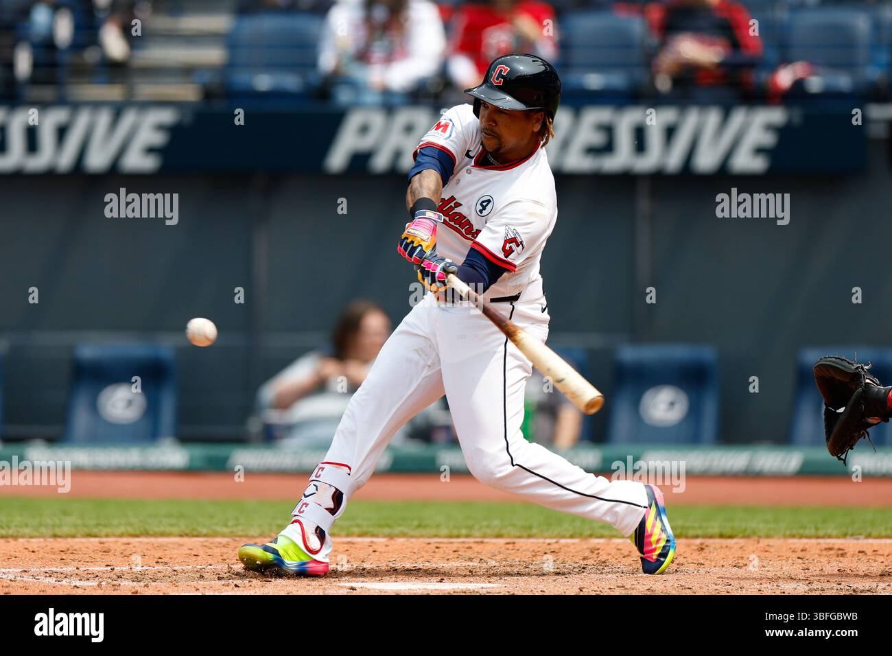 Cleveland, Ohio, USA. 1st June, 2025. Cleveland Guardians third base ...
