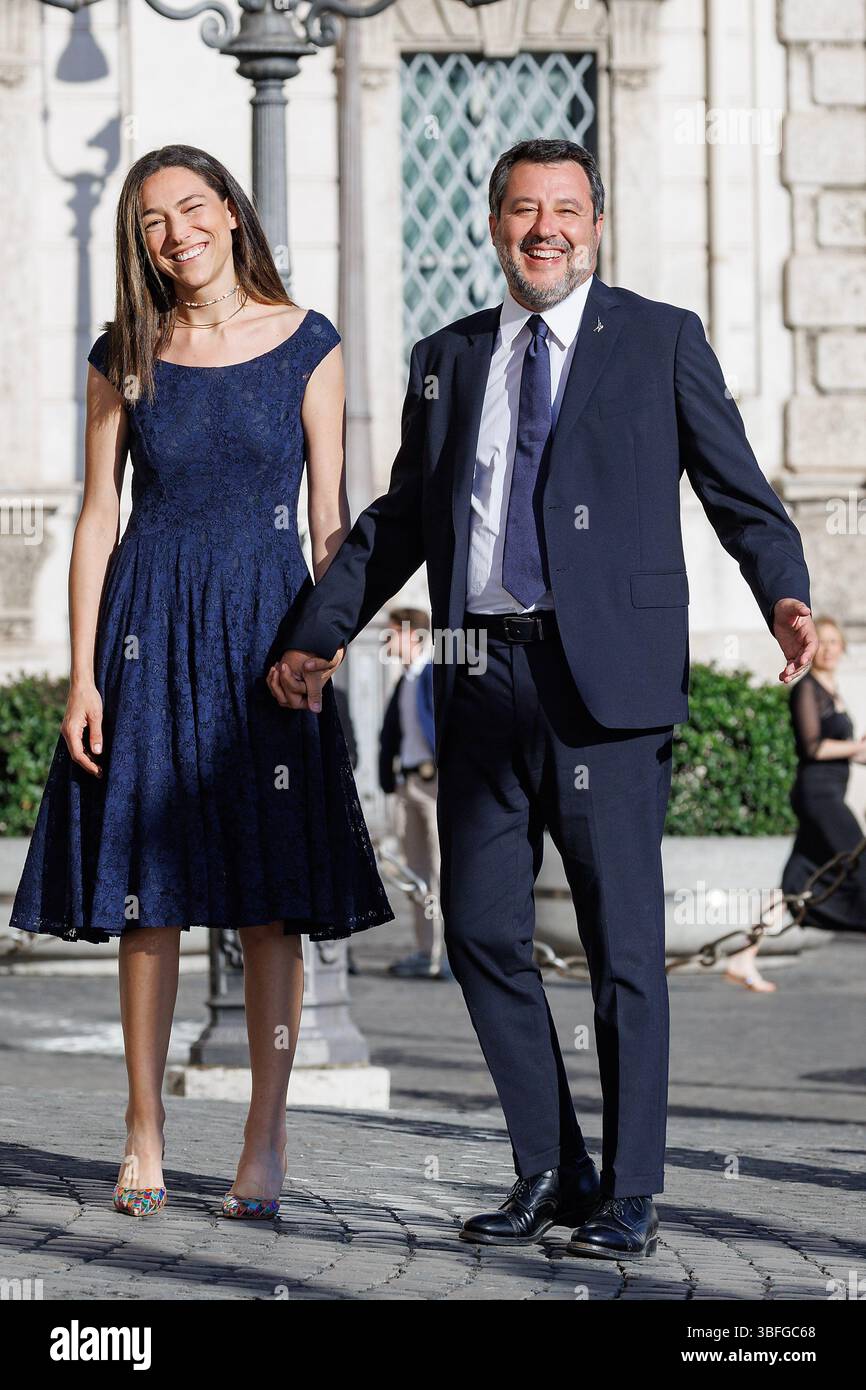 Roma, Italia. 01st June, 2025. Matteo Salvini e la compagna Francesca ...