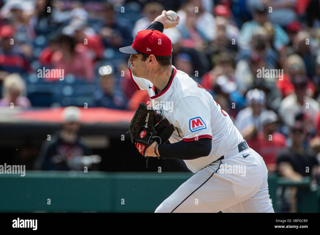 Cleveland Guardians starting pitcher Gavin Williams delivers against ...
