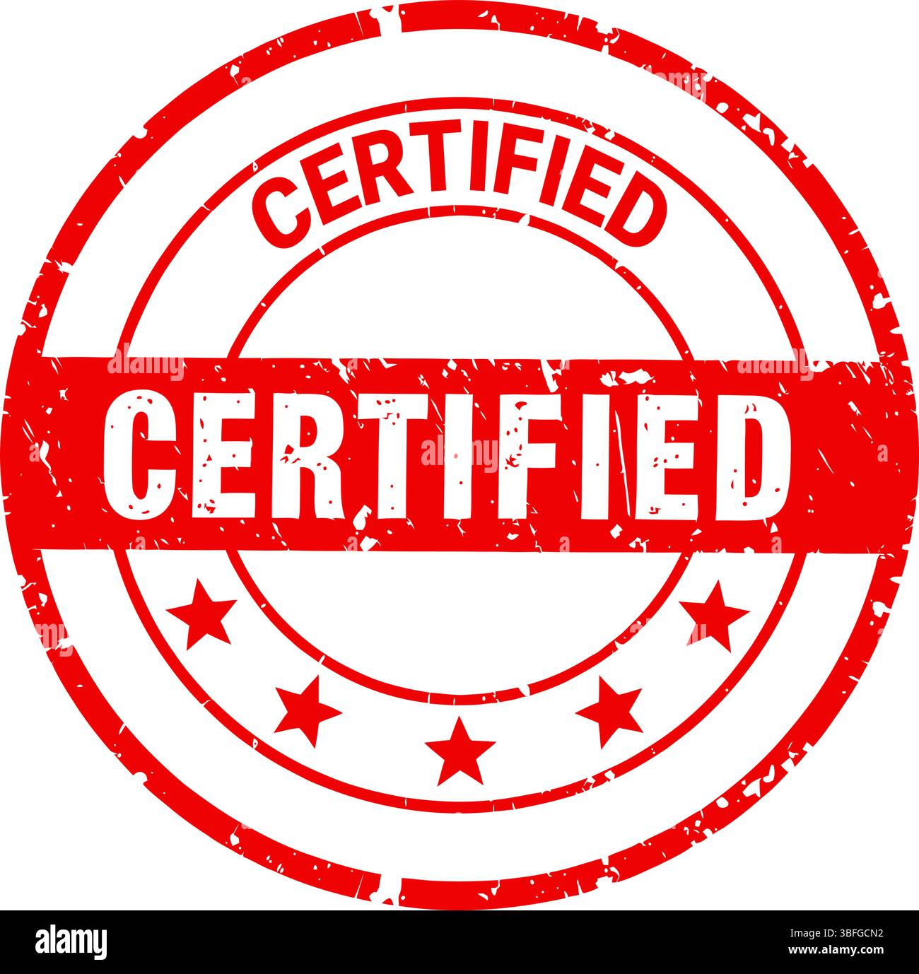 Red "Certified" Grunge Stamp with Stars - Official Verification Seal ...