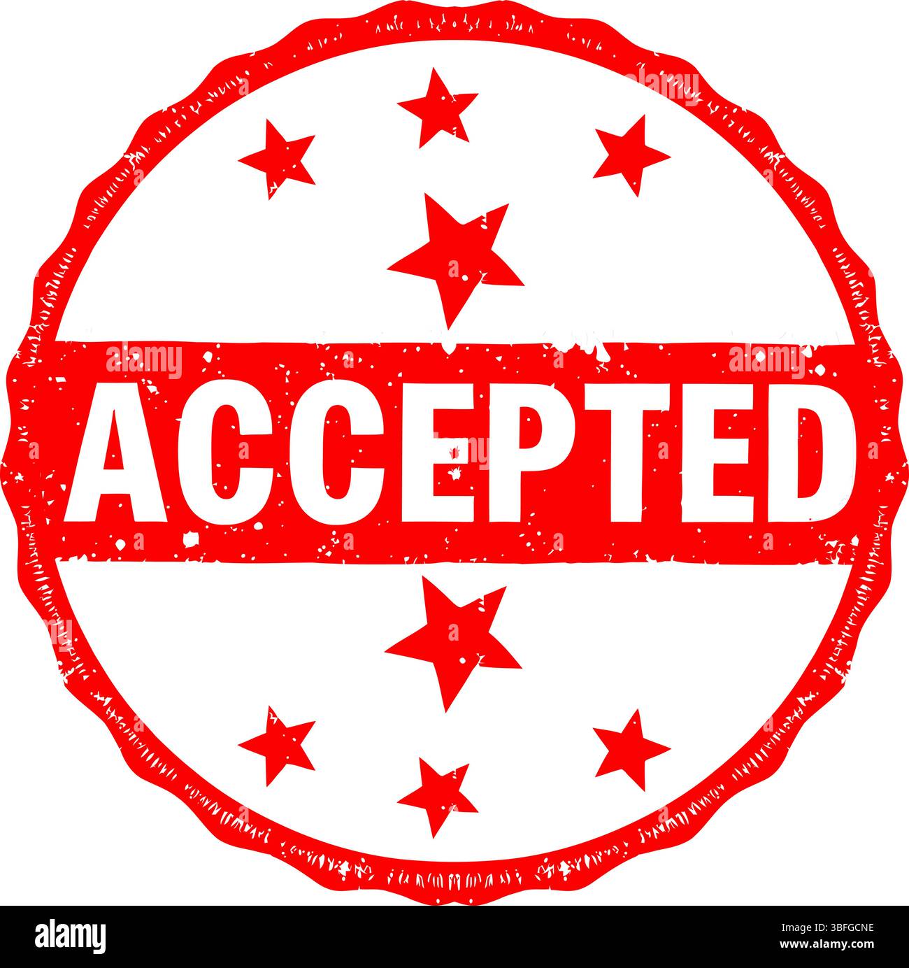 Red "Accepted" Grunge Stamp with Stars - Approval & Success Symbol ...