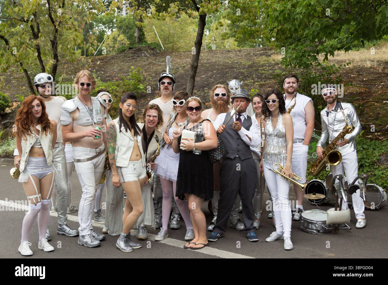 The Big Float, Portland, Oregon - July 26th 2015: A group of musicians ...