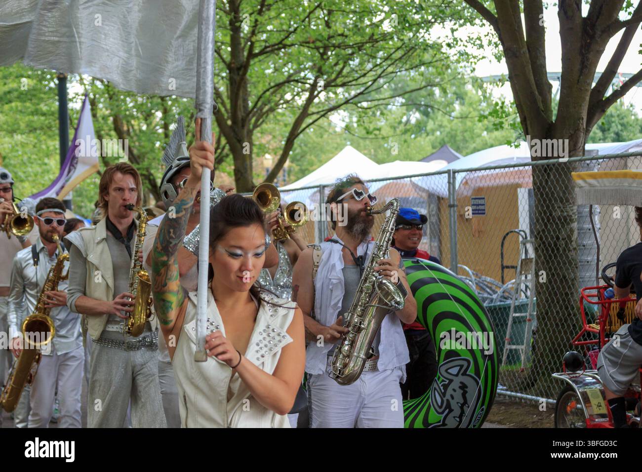 The Big Float, Portland, Oregon - July 26th 2015: A brass band in ...
