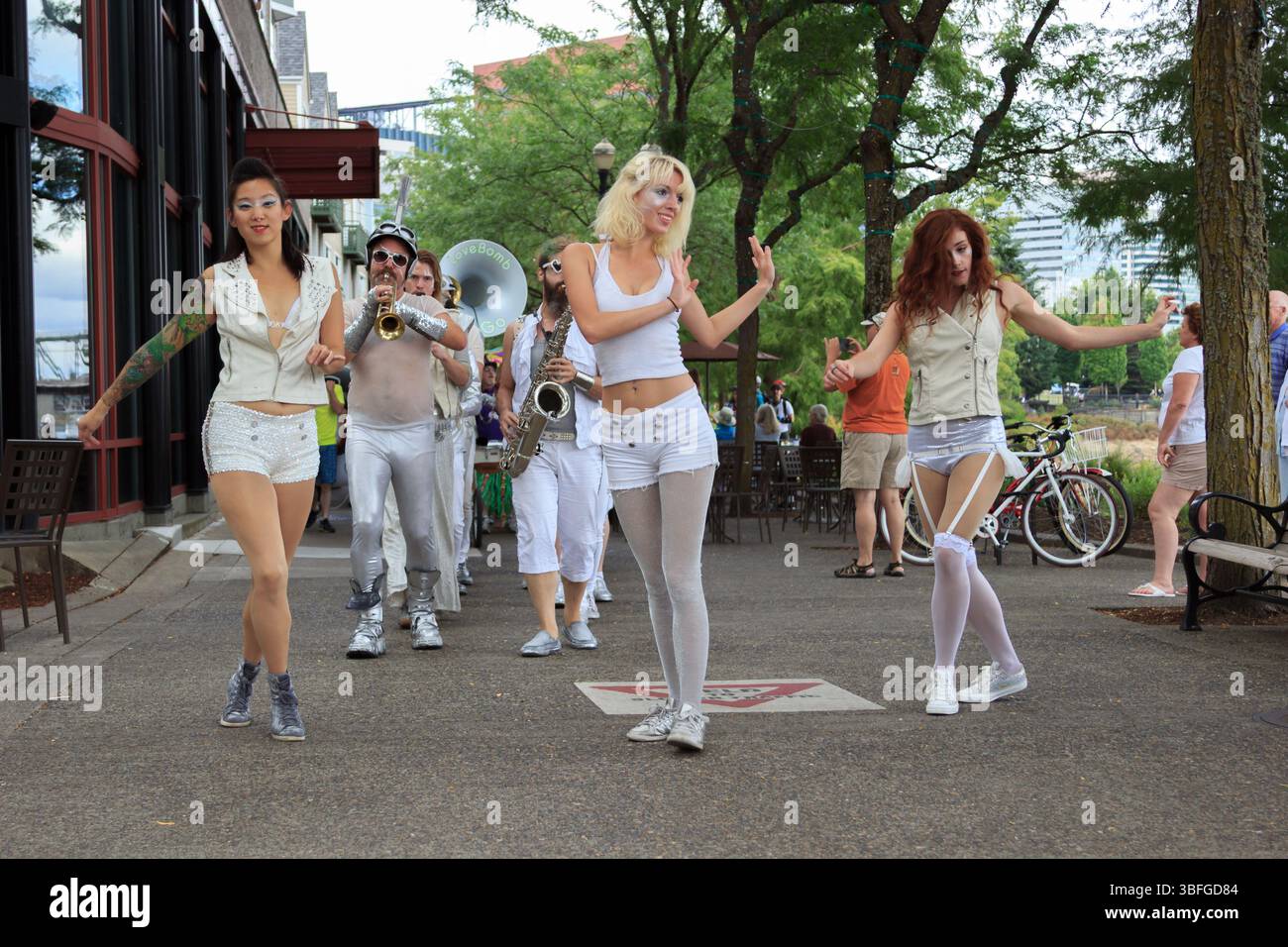 The Big Float, Portland, Oregon - July 26th 2015: Performers in white ...