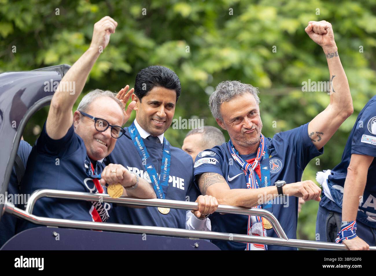 Paris, France. 01st June, 2025. Luis Campos and Nasser Al-Khelaifi and ...