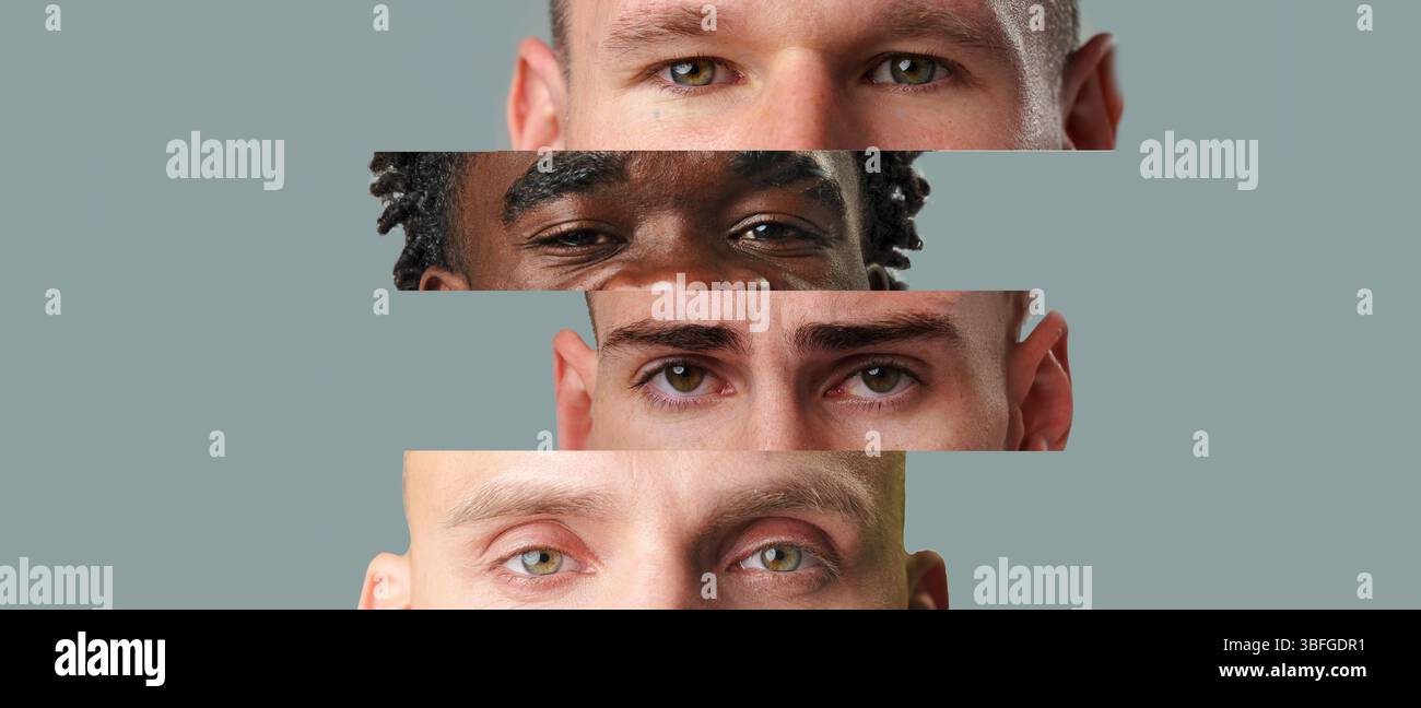 Diverse group of individuals showcasing unique expressions against a ...