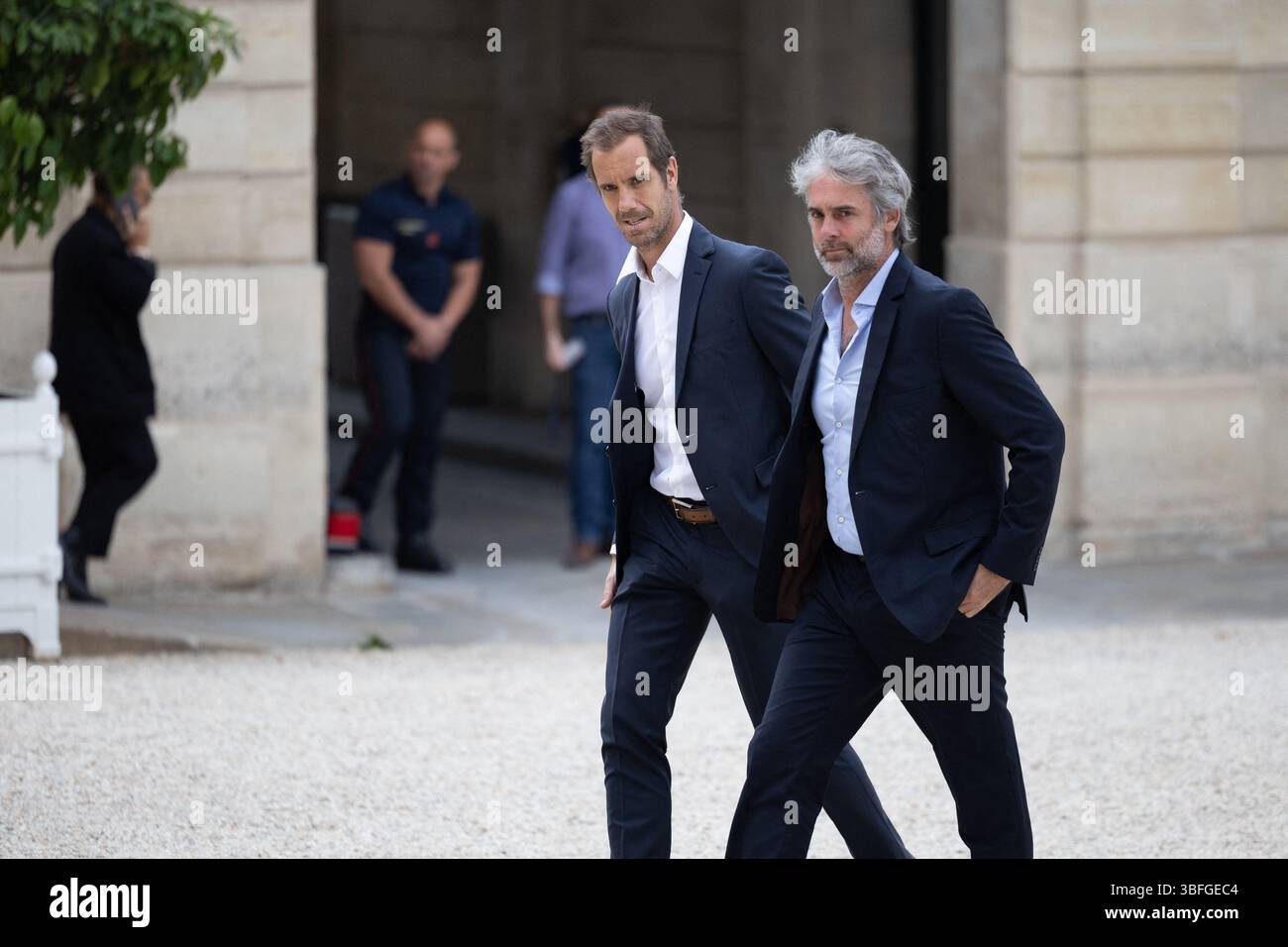 French retired tennis player Richard Gasquet poses as he arrives at the ...