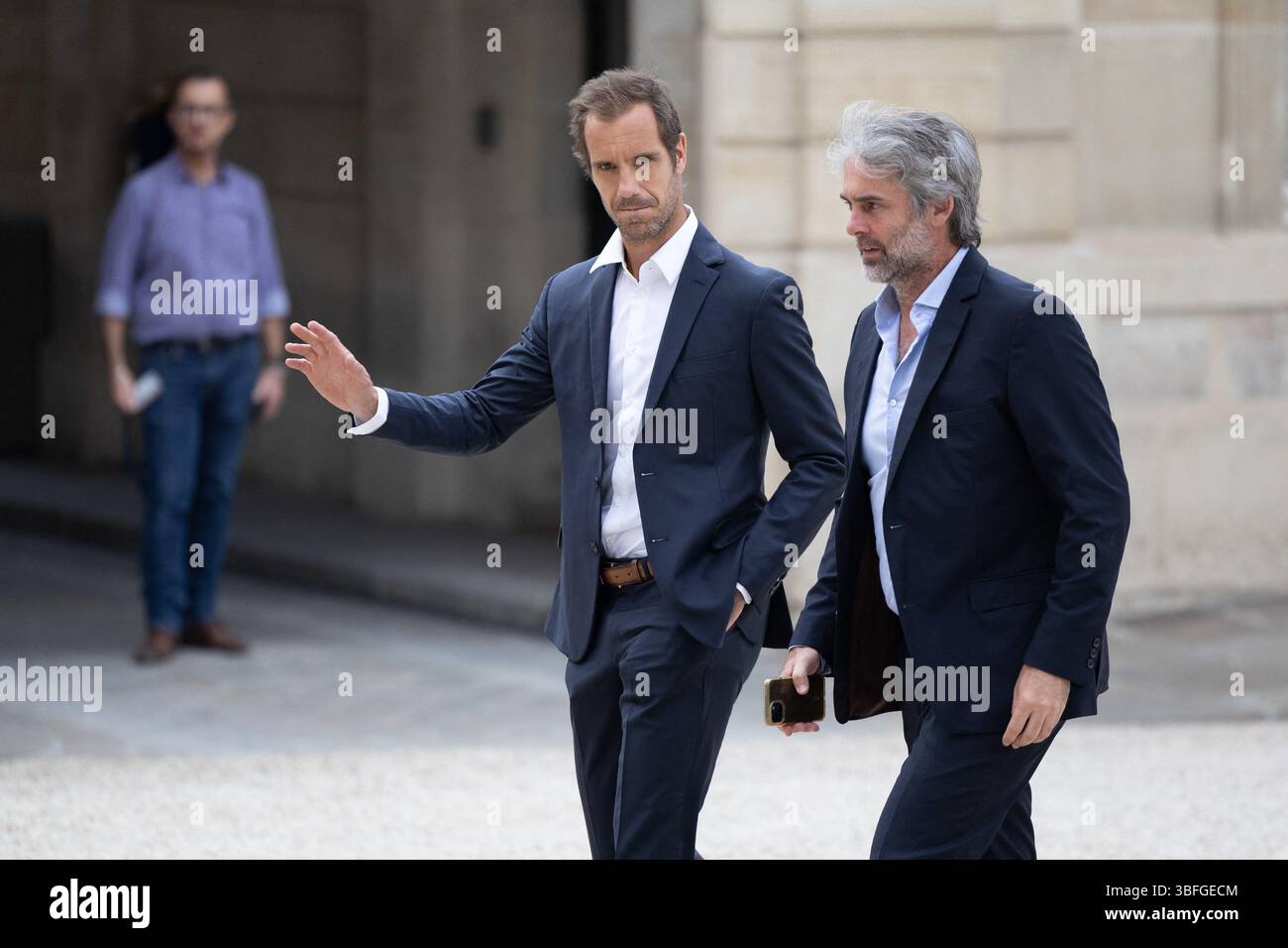 French retired tennis player Richard Gasquet poses as he arrives at the ...