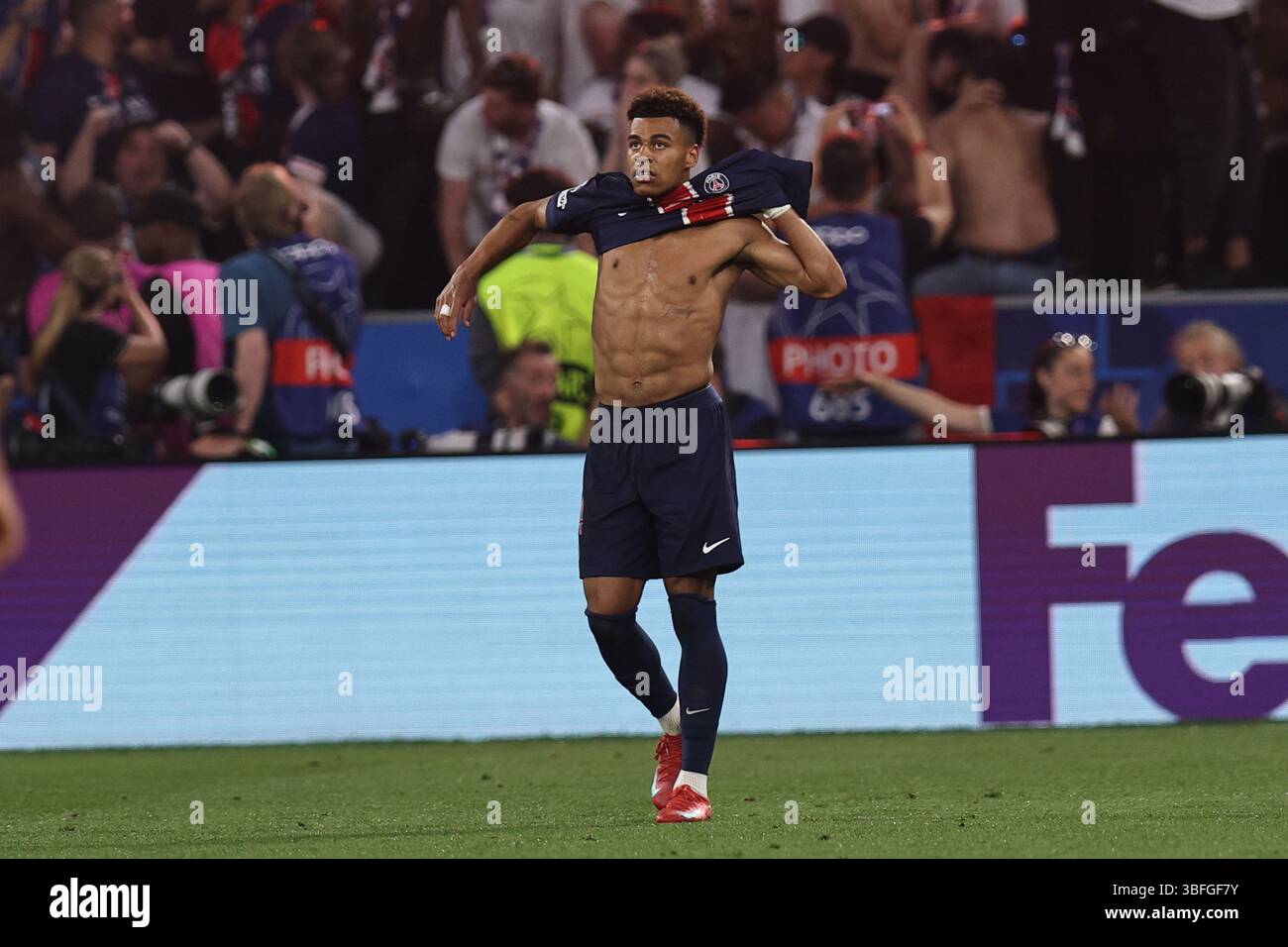 Desire Doue (Psg) celebrates after scoring his teams third goal during ...