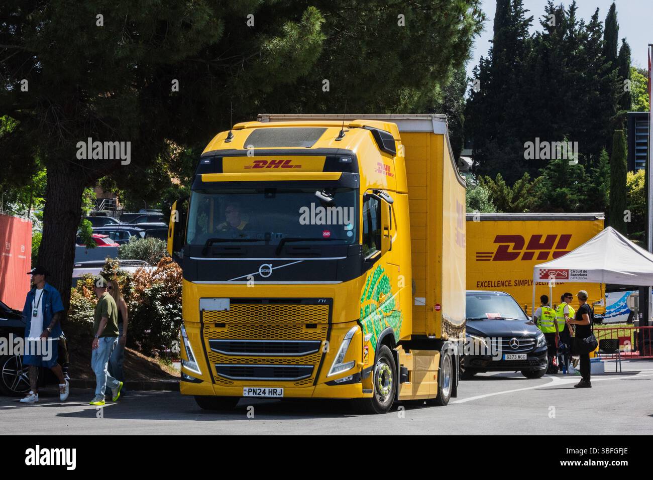 Circuit de Catalunya, Barcelona, Spain. 1.June.2025; DHL tracks arrive ...