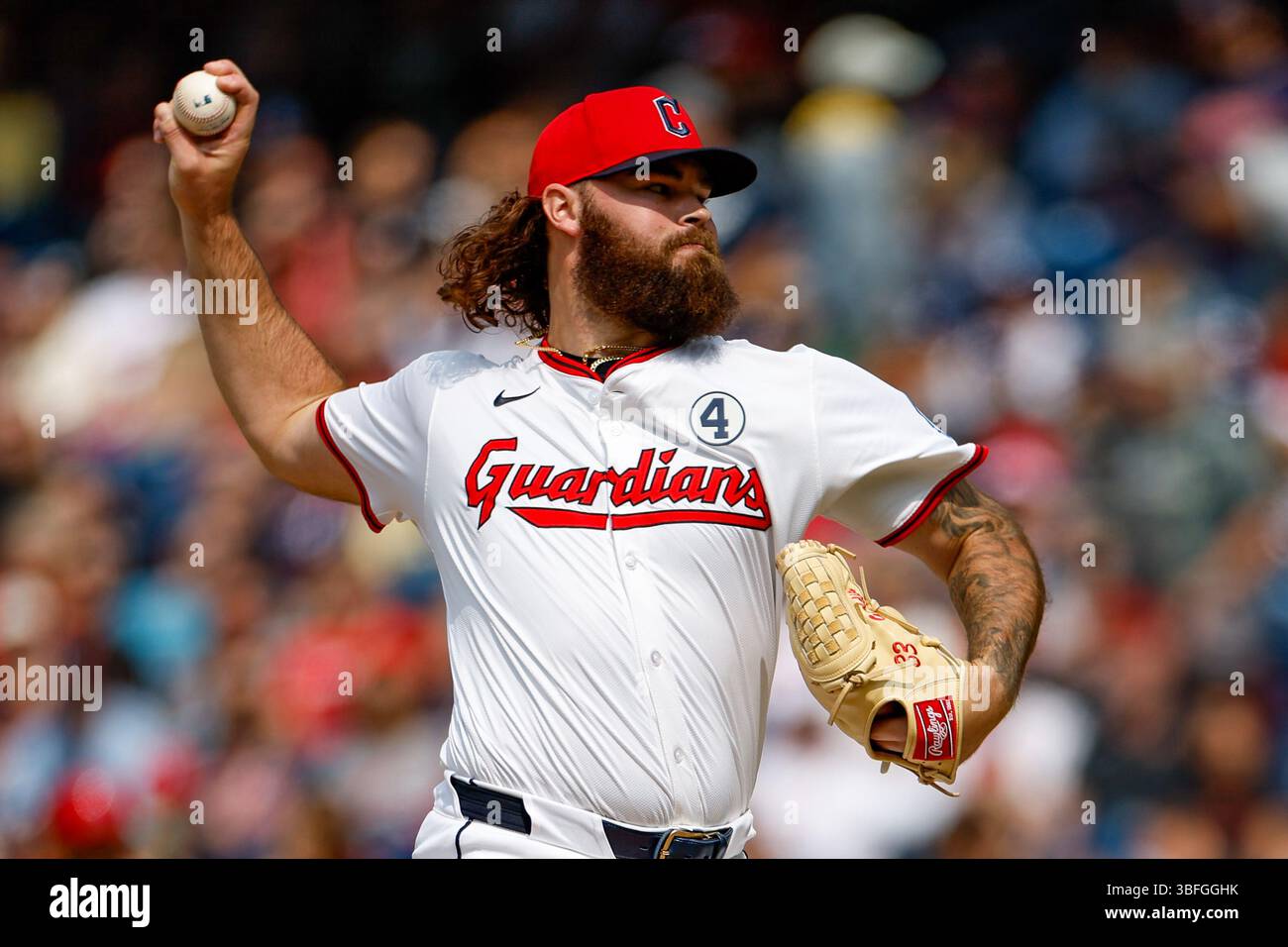 Cleveland, Ohio, USA. 1st June, 2025. Cleveland Guardians pitcher ...