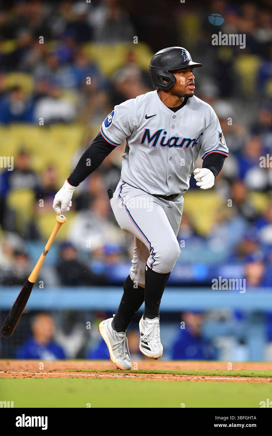 LOS ANGELES, CA - APRIL 28: Miami Marlins shortstop Xavier Edwards (6 ...