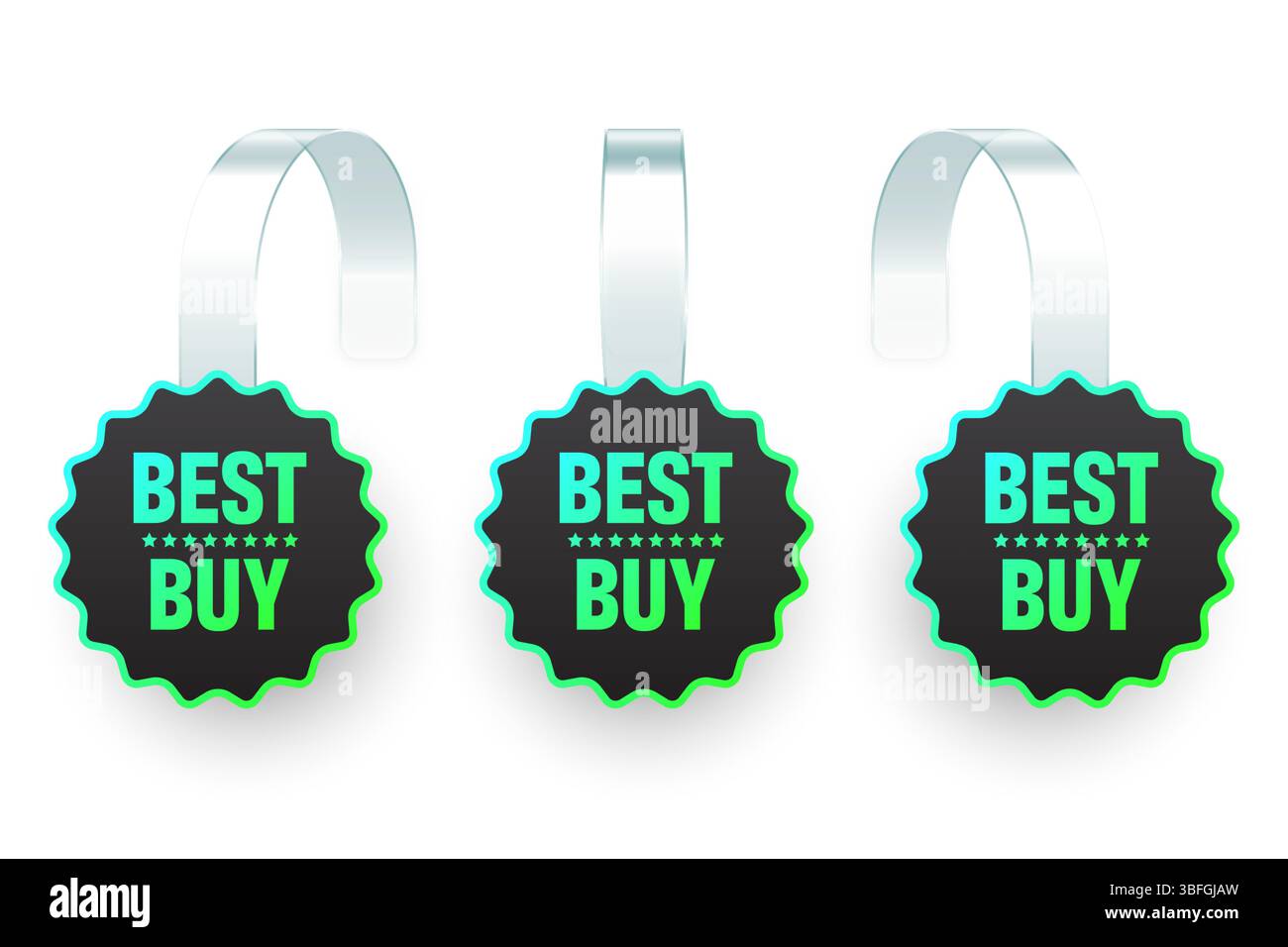 Colorful neon supermarket promotional wobblers. Realistic wobbler ...