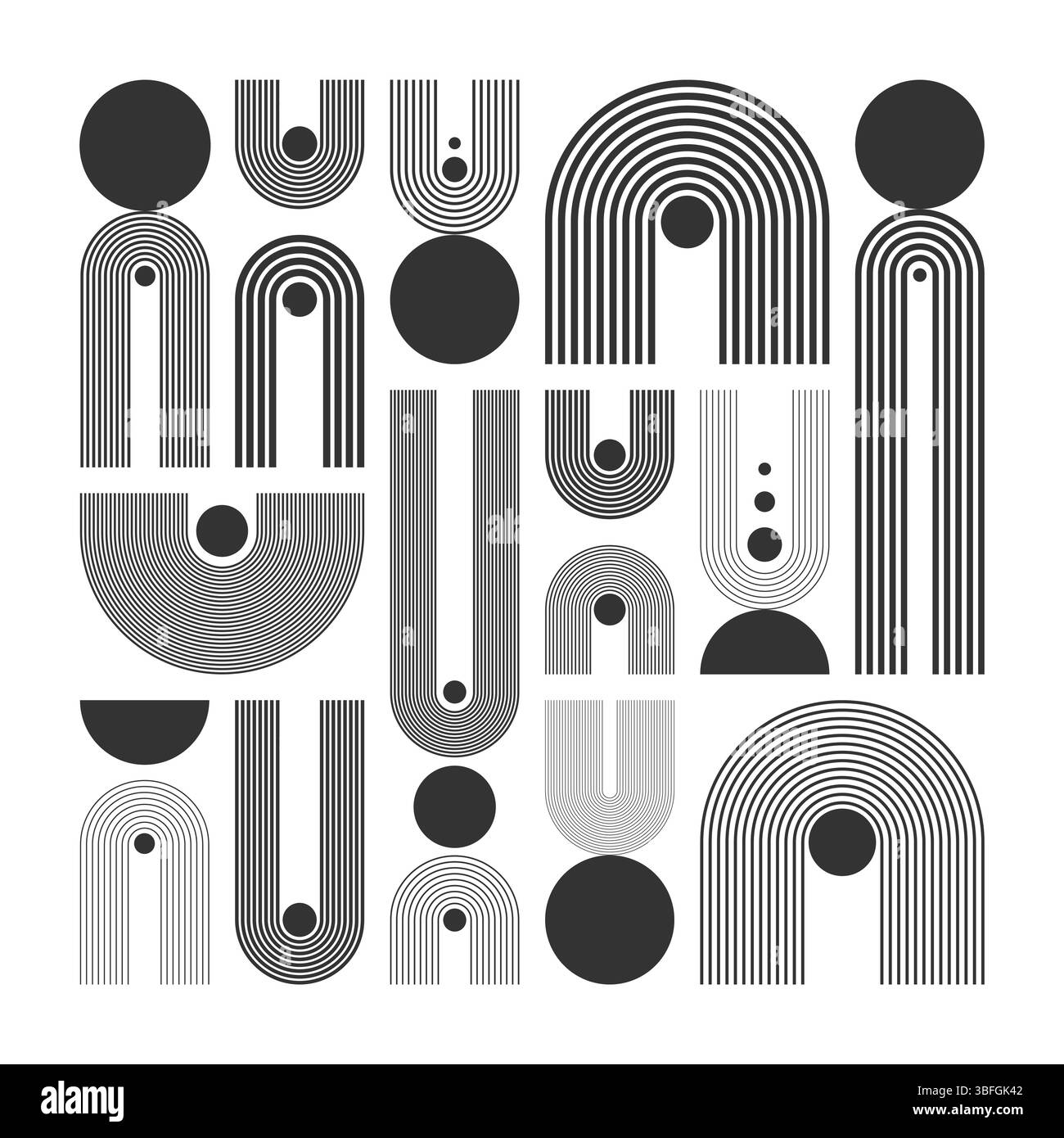 Arch and circle elements, modern geometric shapes. Contemporary design ...