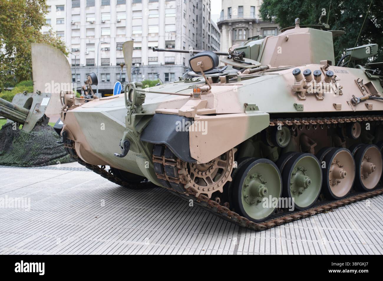 An Argentine VCTP, an army personnel carrier vehicle, is on display to ...