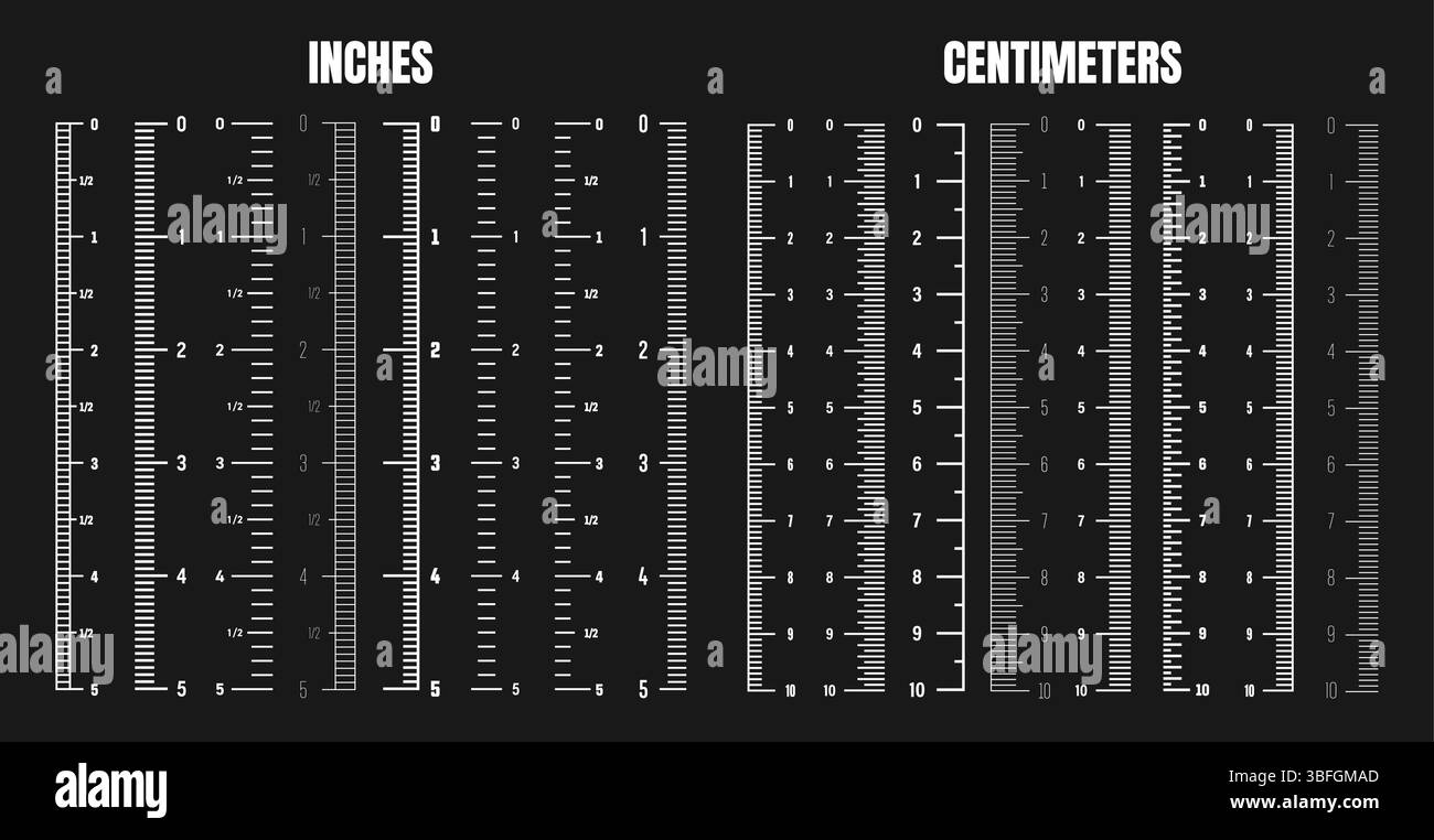 Centimeter and inch marks Black and White Stock Photos & Images - Alamy