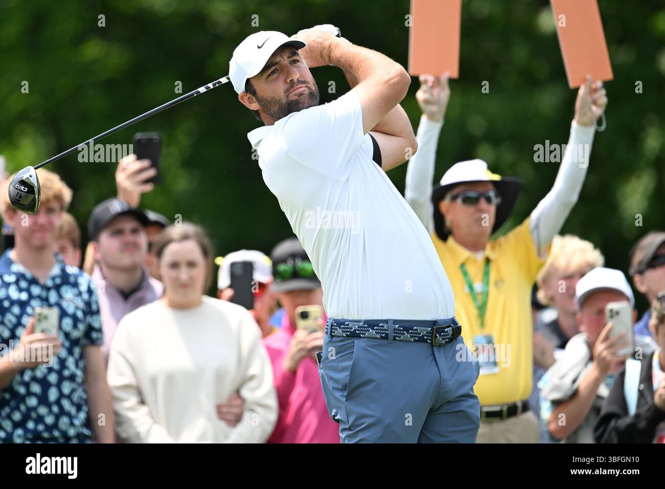 Dublin, Ohio, USA. 1st June, 2025. Scottie Scheffler (USA) drives on ...