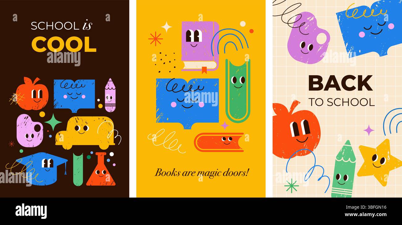 Modern vertical back school Stock Vector Images - Alamy