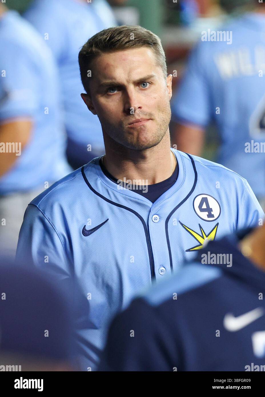 HOUSTON, TX - JUNE 01: Tampa Bay Rays left fielder Jake Mangum (28) is ...