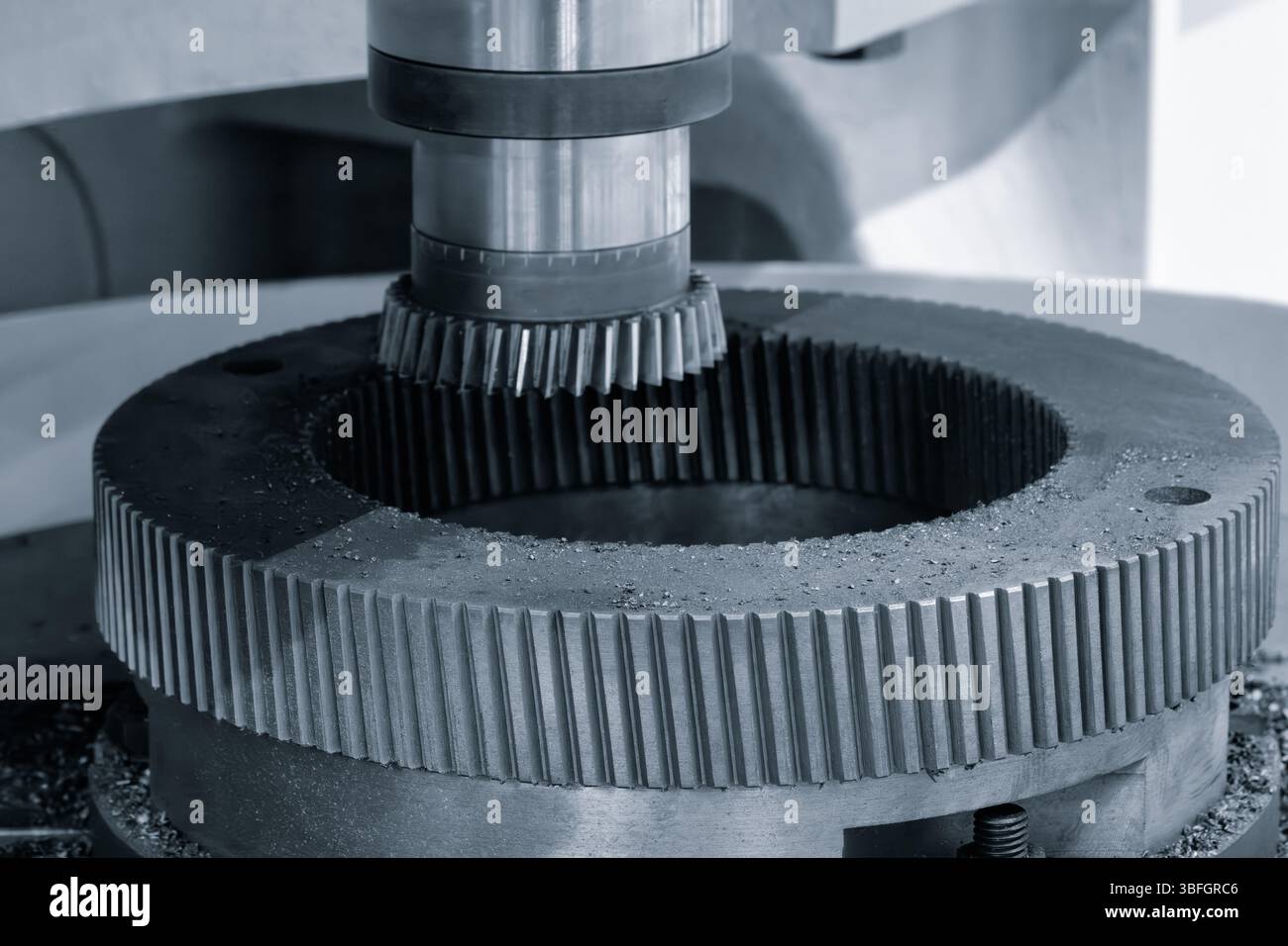 CNC modern milling machine produces a metal detail industrial concept ...