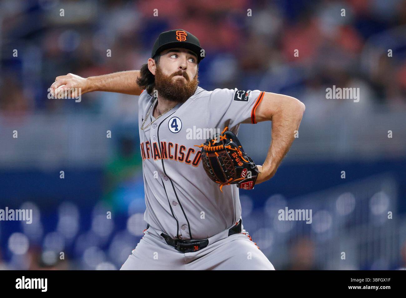 MIAMI, FL - JUNE 01: Ryan Walker (74) of the San Francisco Giants ...