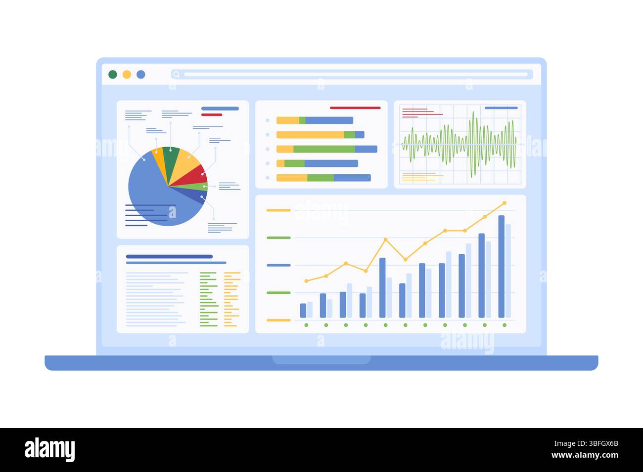 Vector image depicting data monitoring, emphasizing analytics and ...