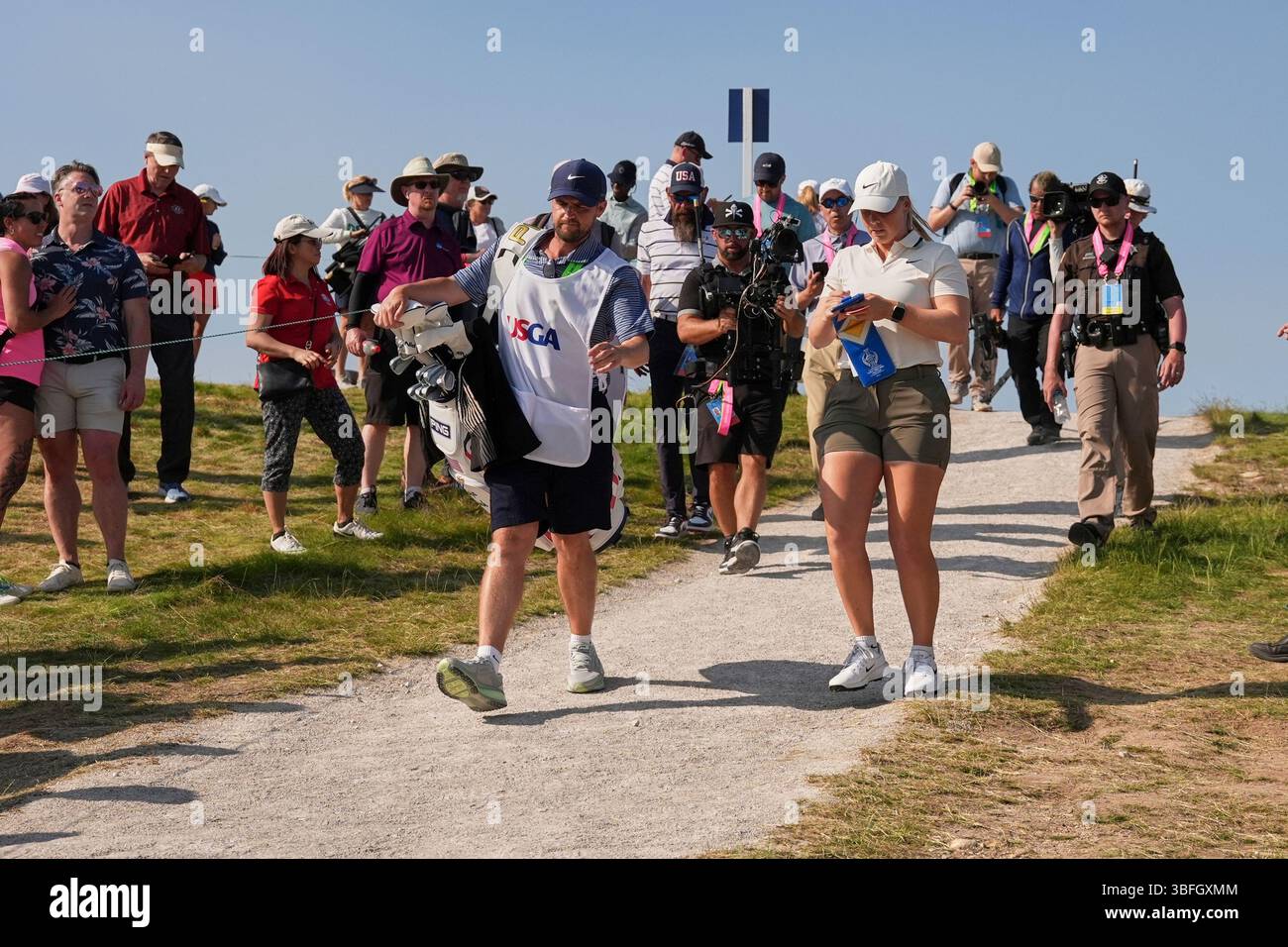 Maja Stark, of Sweden, walks to the 16th tee during the fourth round of ...