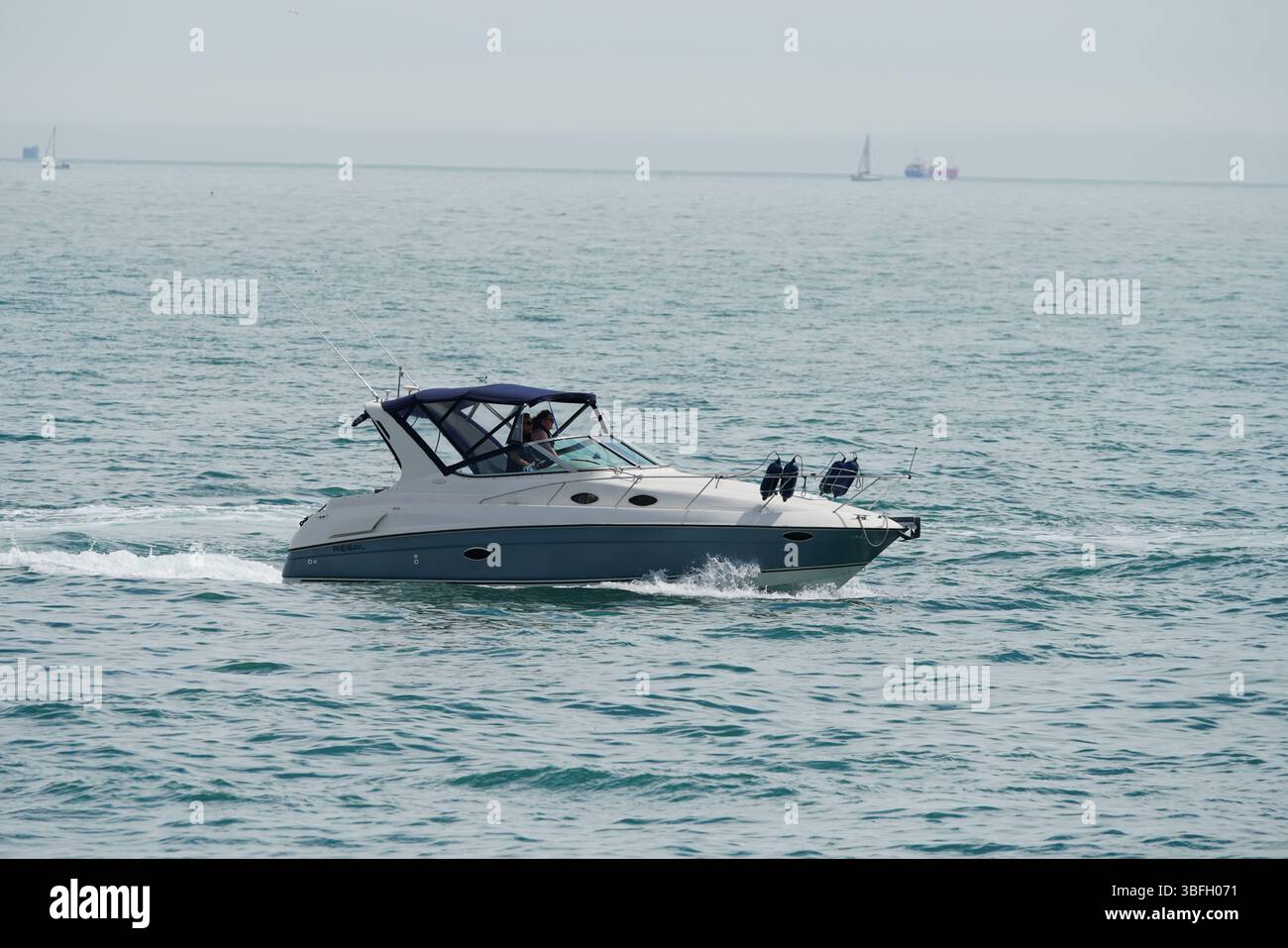 Luxury Motorboat Cruising Across Open Waters on a Calm Day. Hayling ...