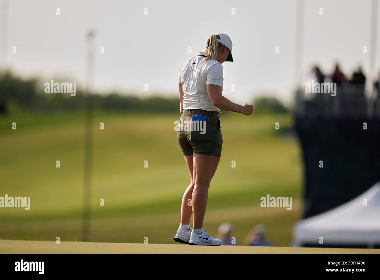 Maja Stark, of Sweden, reacts after winning the U.S. Women's Open golf ...