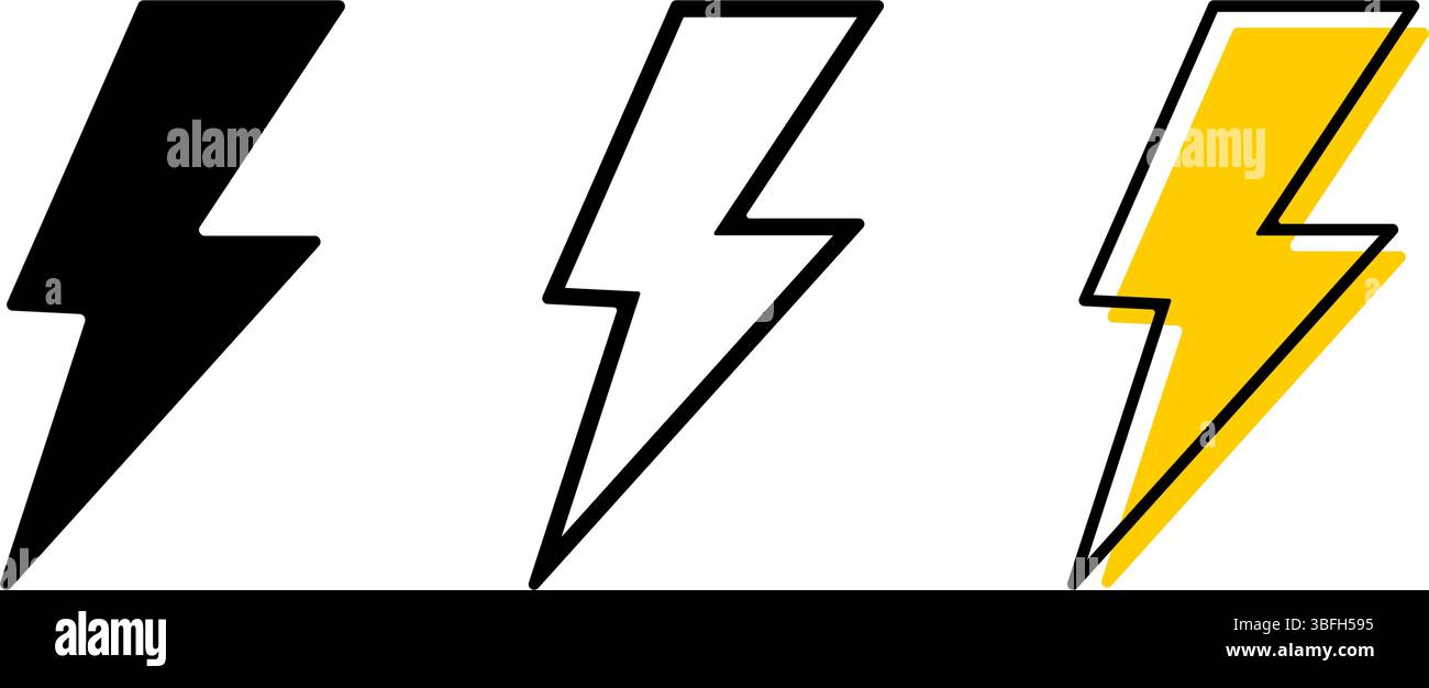 Set of thunderbolt icons. Collection of lightning signs isolated on ...