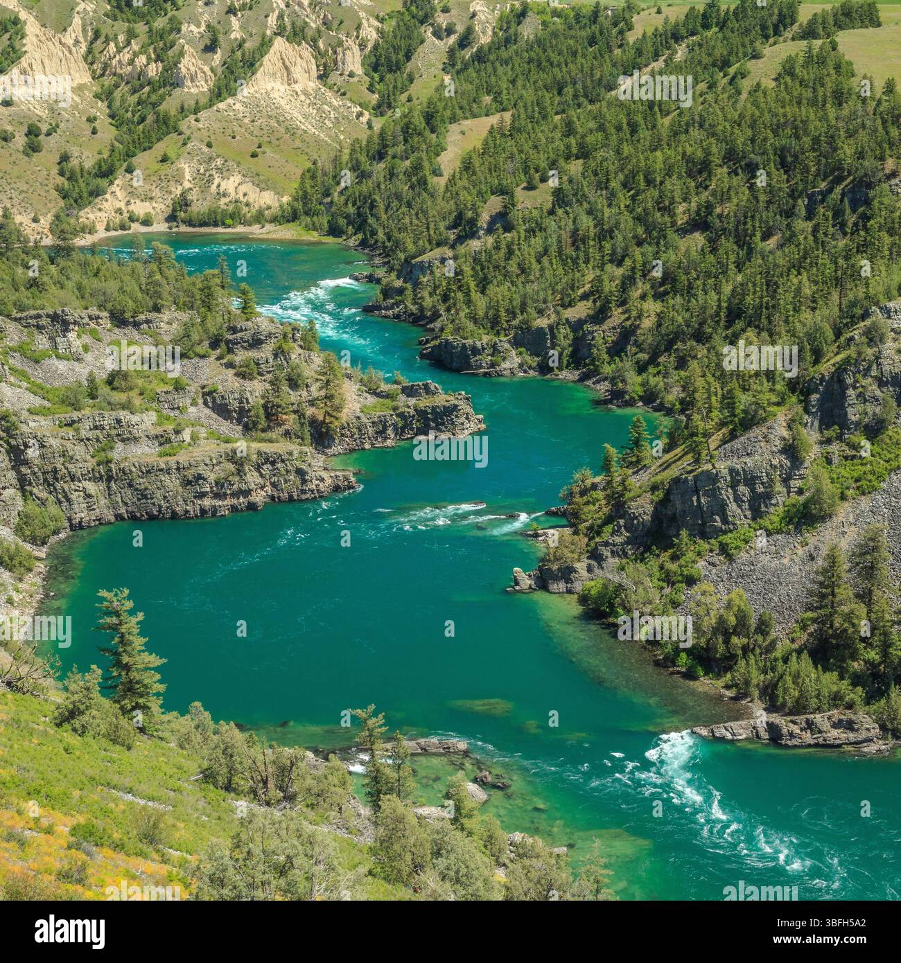 buffalo rapids on the flathead river in a canyon near polson, montana ...