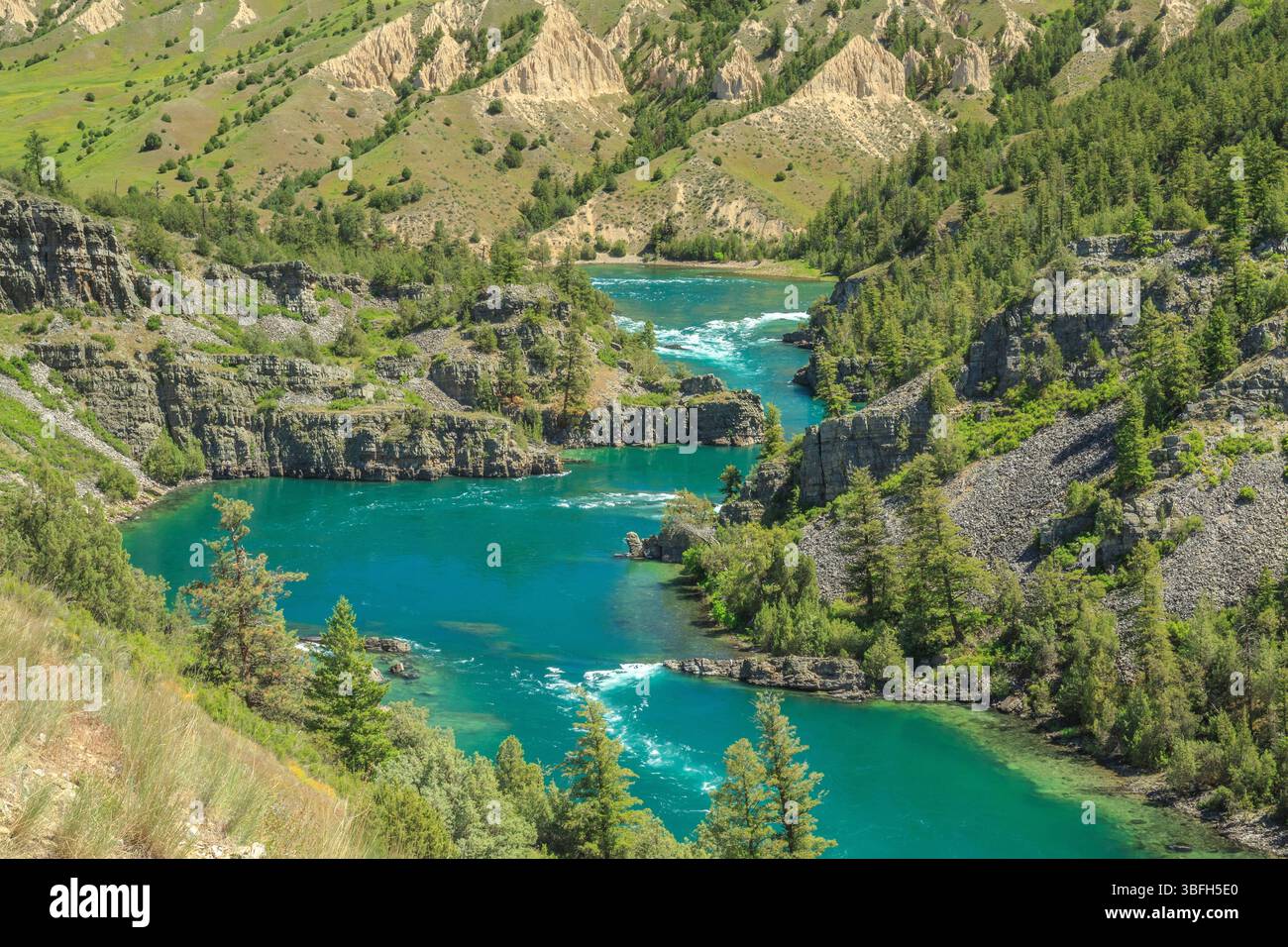 buffalo rapids on the flathead river in a canyon near polson, montana ...