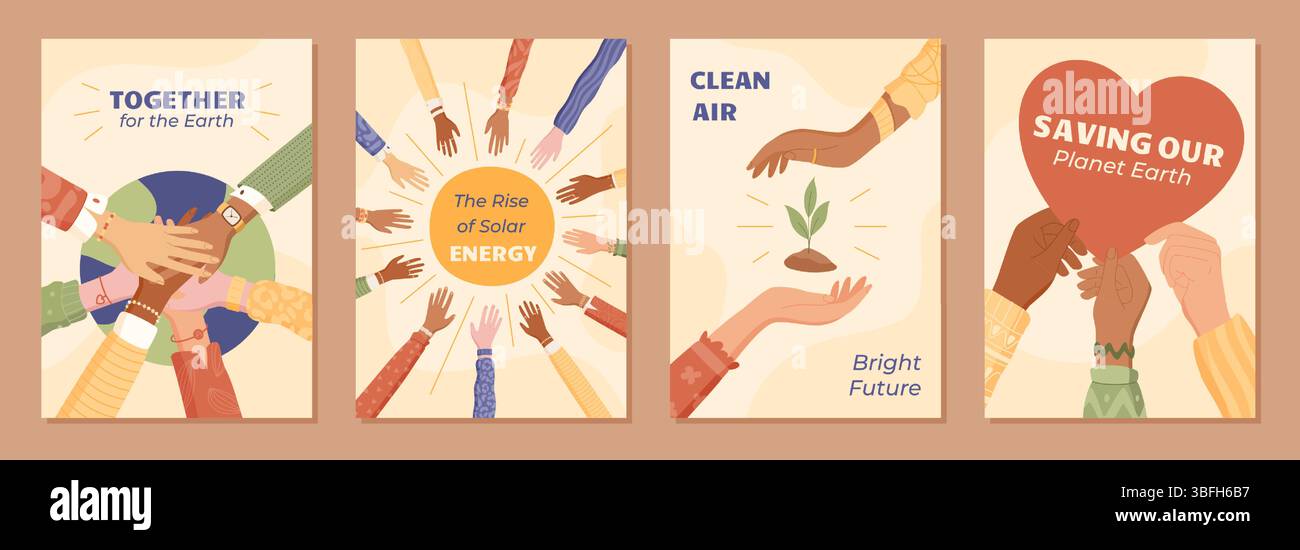 Volunteer Community Banner In Flat Style Set Stock Vector Image & Art ...