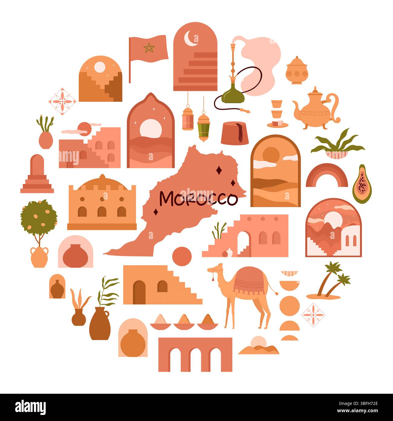 Morocco culture elements, arches and doors of terracotta Marrakech ...